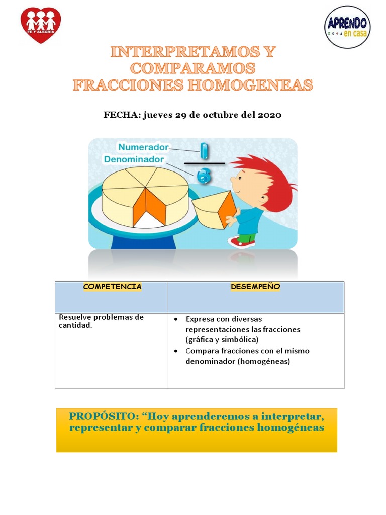 Comparación de Fracciones Homogéneas | PDF | Notación | Objetos matemáticos