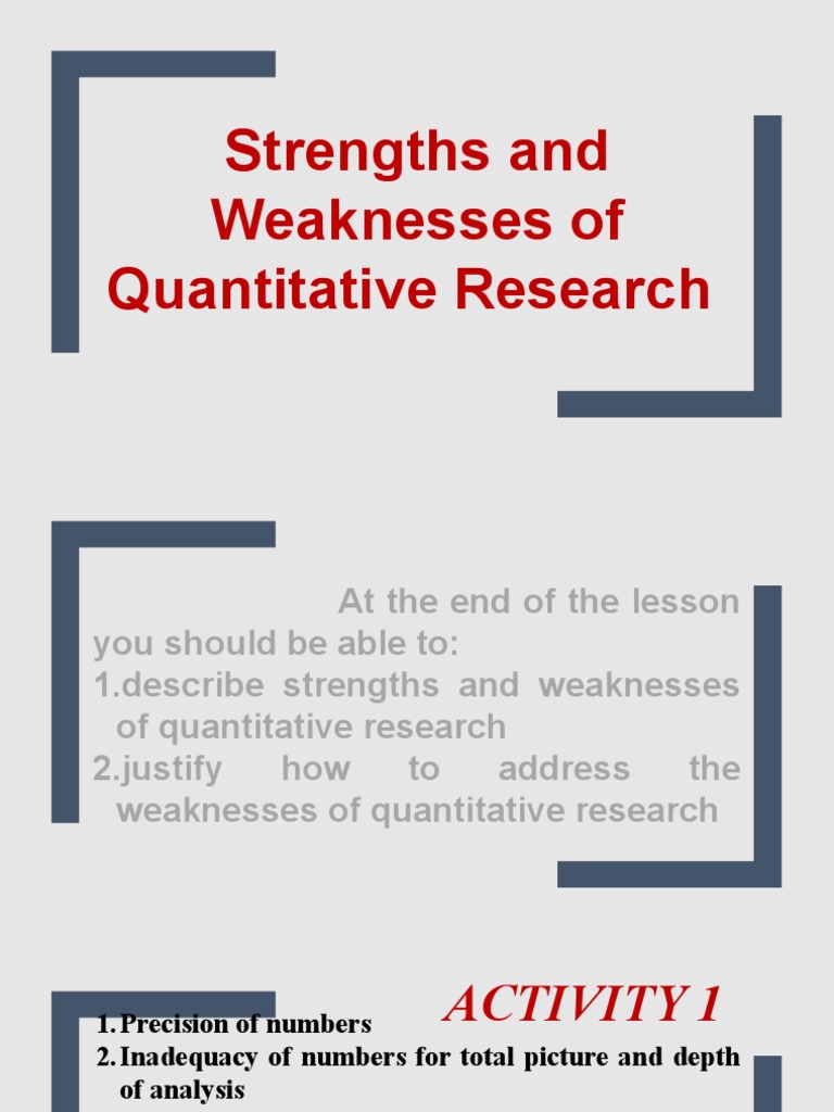 Strengths and Weaknesses of Quantitative Research | PDF | Quantitative ...