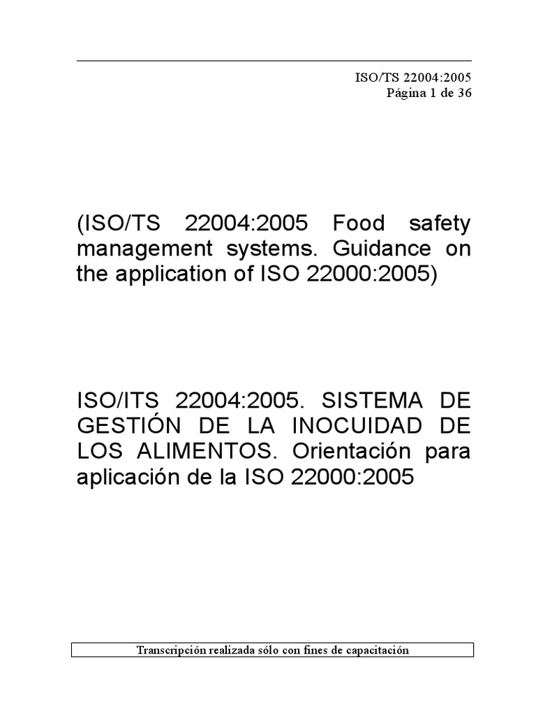 ISO-TS 22004.victor | PDF | Análisis de Riesgo y Puntos Críticos de Control | Seguridad alimenticia