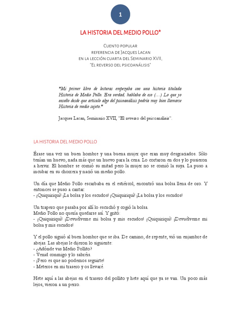 Cuento Popular. La Historia Del Medio Pollo | PDF | Ficción general
