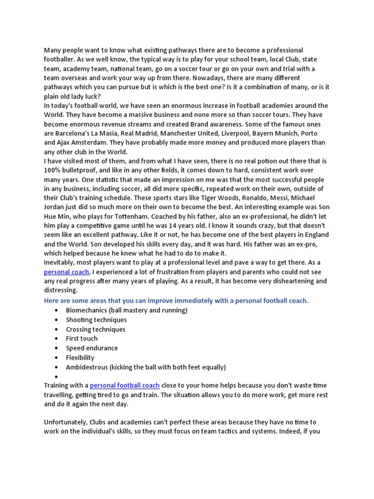 How To Become A Professional Footballer | PDF | Association Football ...