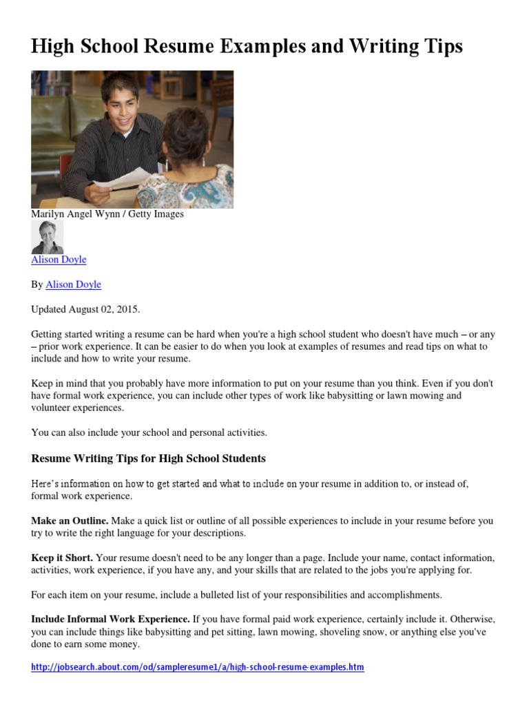 High School Resume Examples and Writing Tips | PDF | Proofreading | Résumé