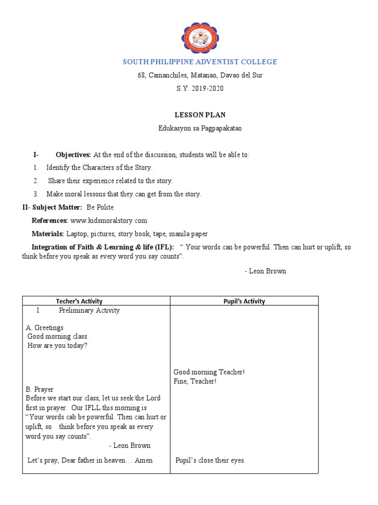 Be Polite: A Lesson on Manners | PDF | Storytelling | Lesson Plan