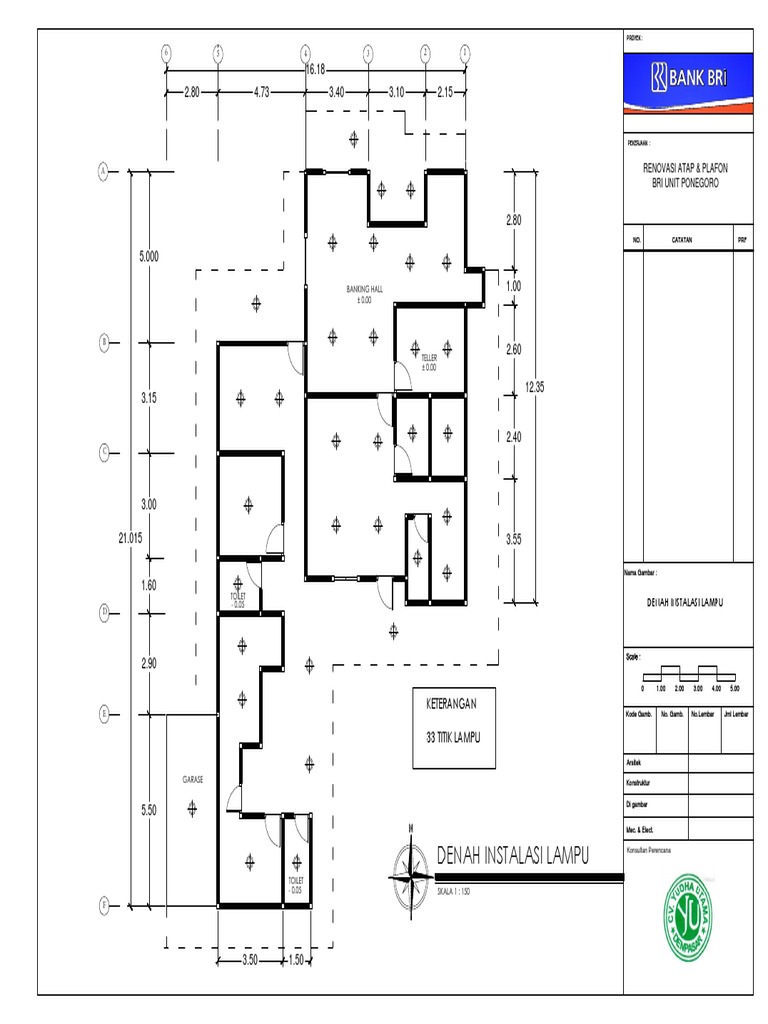Denah Instalasi Lampu: Banking Hall | PDF