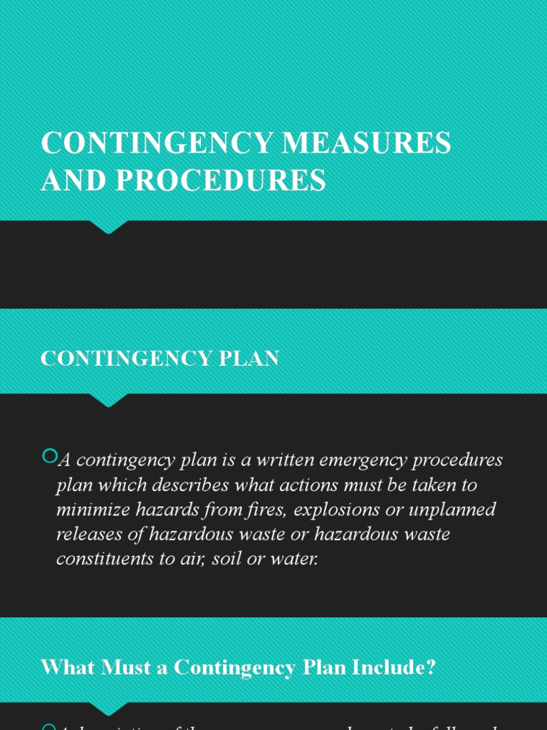 Contingency Measures and Procedures | PDF | Health Care | Occupational ...