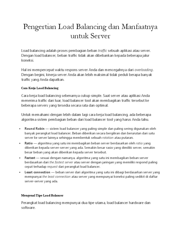 Pengertian Load Balancing | PDF