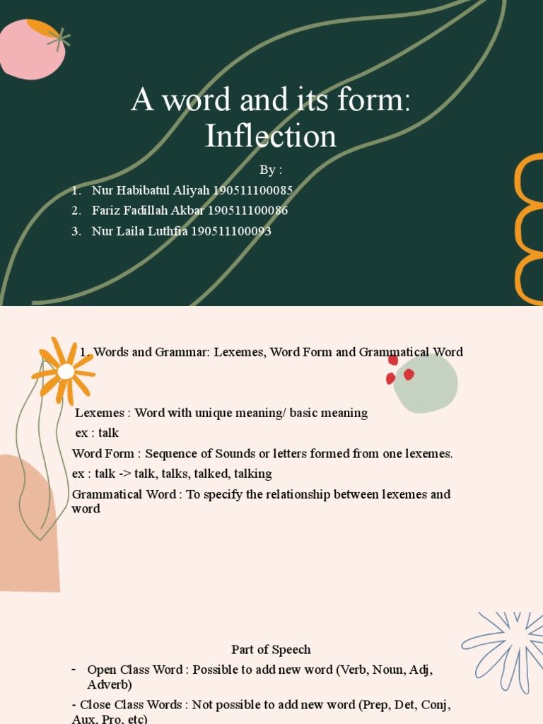 A Word and Its Form Inflection | PDF | Morphology (Linguistics) | Word