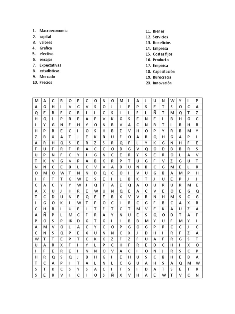 Act. Sopa de Letras | PDF | Bienes | Beneficio (economía)