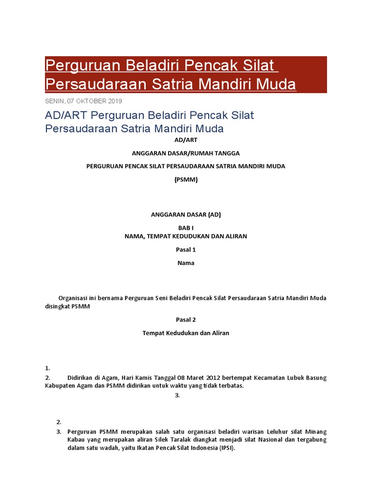 Contoh Adart Pencaksilat | PDF