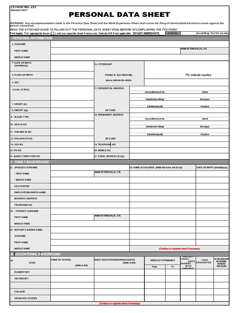 PDS CS Form No 212 Revised2017 | PDF | Passport | Crime & Violence