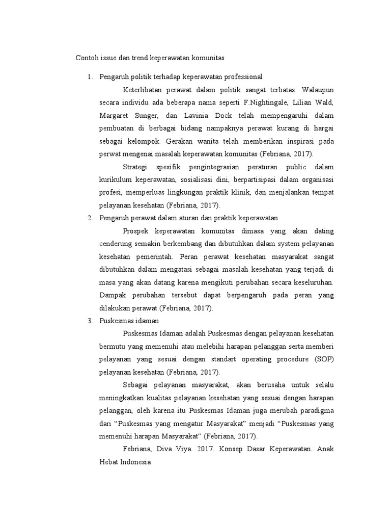 Contoh Issue Dan Trend Keperawatan Komunitas | PDF