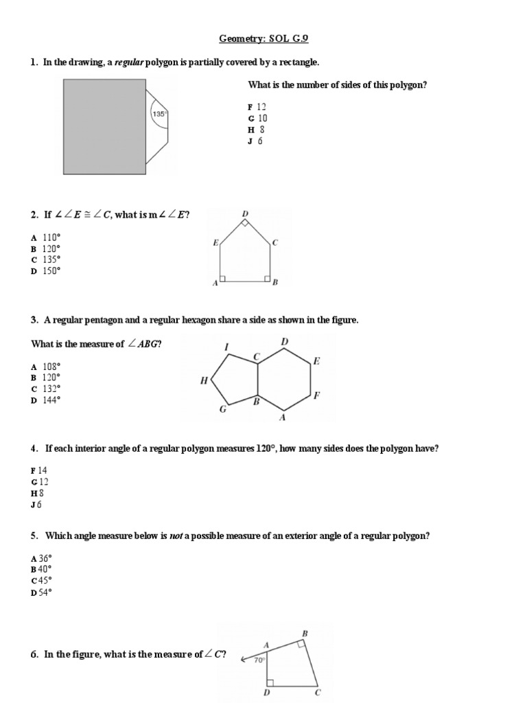 Geometry Exam: Polygons & Angles | PDF | Polygon | Angle