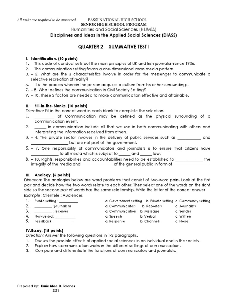 3 Diass Q2 Activity Sheets Week 3 Pdf Social Science Communication