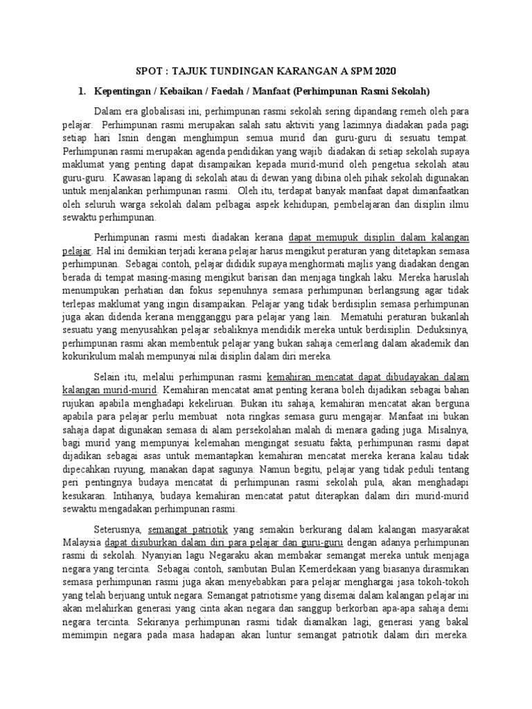 Contoh Karangan Spot KENARI | PDF