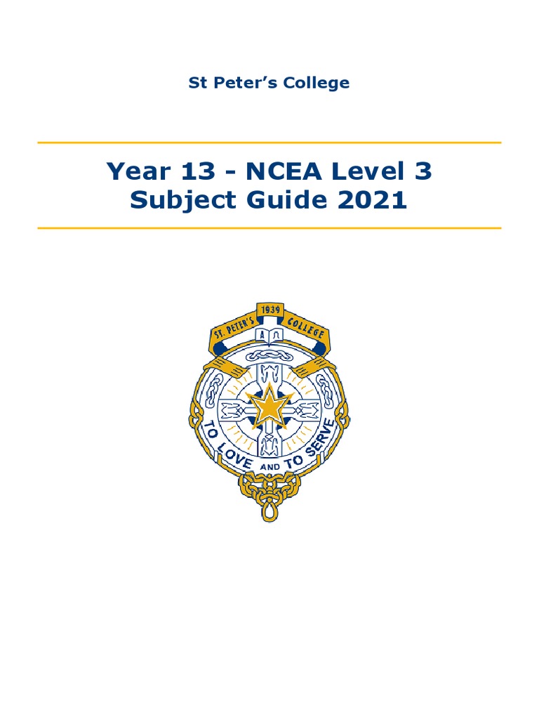 Year 13 - NCEA Level 3 Subject Guide 2021: ST Peter's College ...