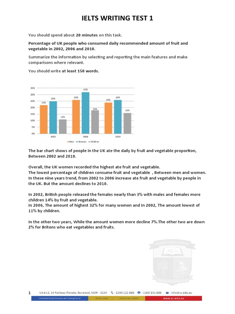 IELTS Writing Test 1 | PDF