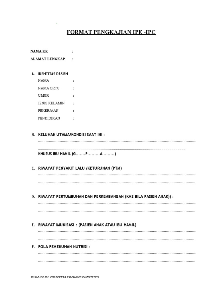 Format Pengkajian Ipe | PDF