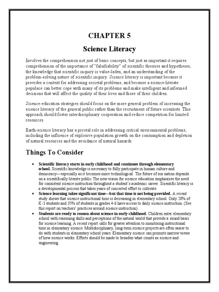 Chapter 5 Science Literacy | PDF | Inquiry Based Learning | Science