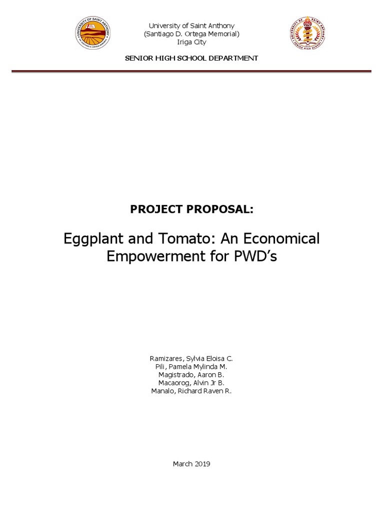 Eggplant and Tomato: An Economical Empowerment For PWD'S: Project ...