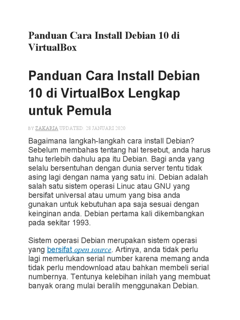 Panduan Cara Install Debian 10 Di VirtualBox | PDF | Griya & Taman | Komputer