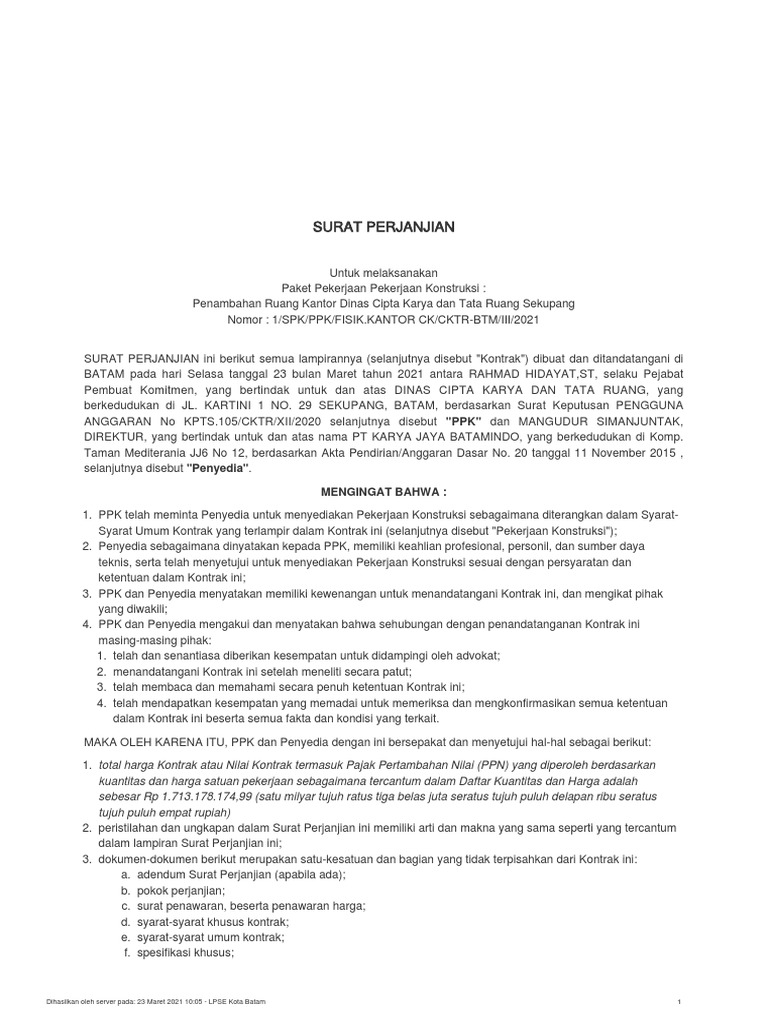 Contoh Kontrak Proyek | PDF