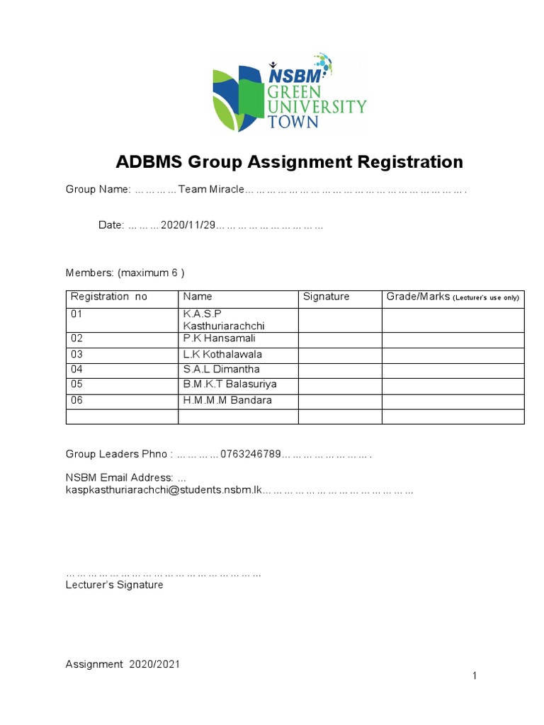 ADBMS Group Assignment | PDF