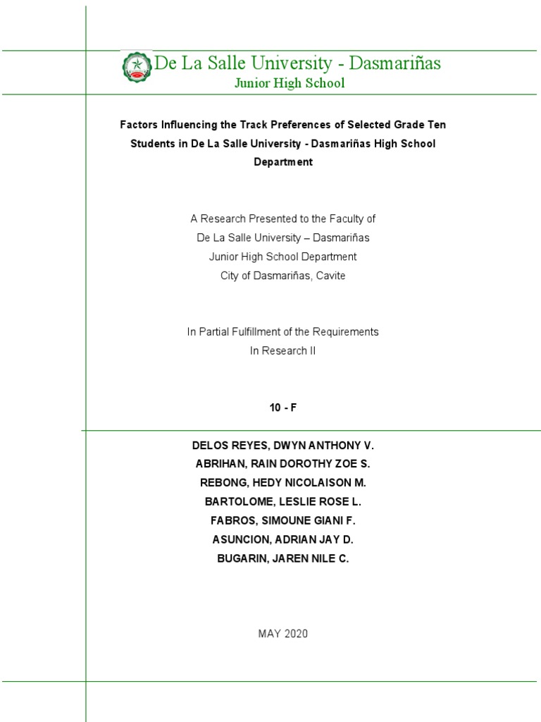 De La Salle University - Dasmariñas: Junior High School | PDF ...