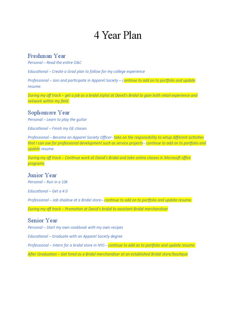 4 Year Plan - Final Submission | PDF
