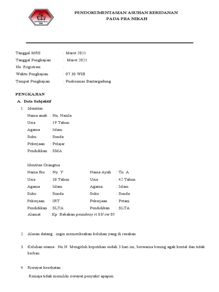 SOAP Pranikah TTG Fluor Albus | PDF