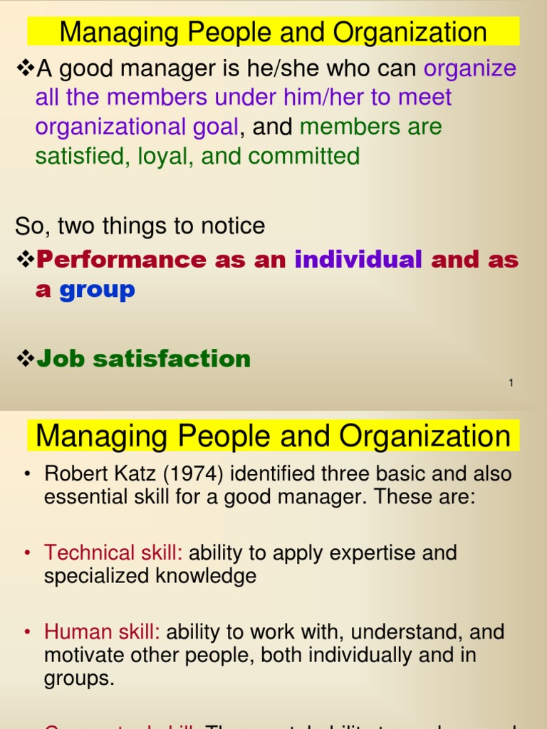 Managing People and Organization: Organize All The Members Under Him ...