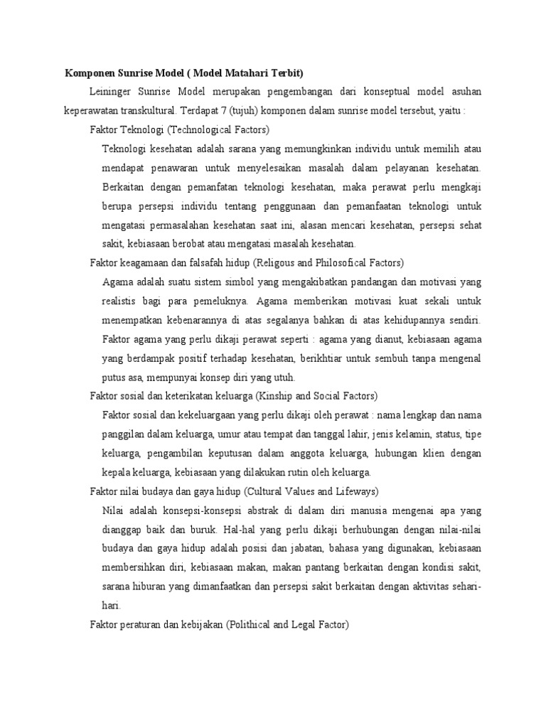 Komponen Sunrise Model | PDF