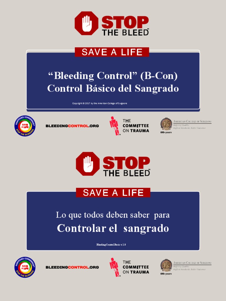 Bleeding Control Basic Presentation in Spanish Sept42017-1 | PDF | Lesión | Dolor