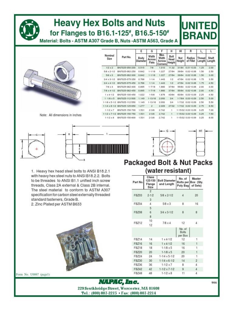 Heavy Hex Bolts and Nuts Specifications | PDF | Screw | Building Materials