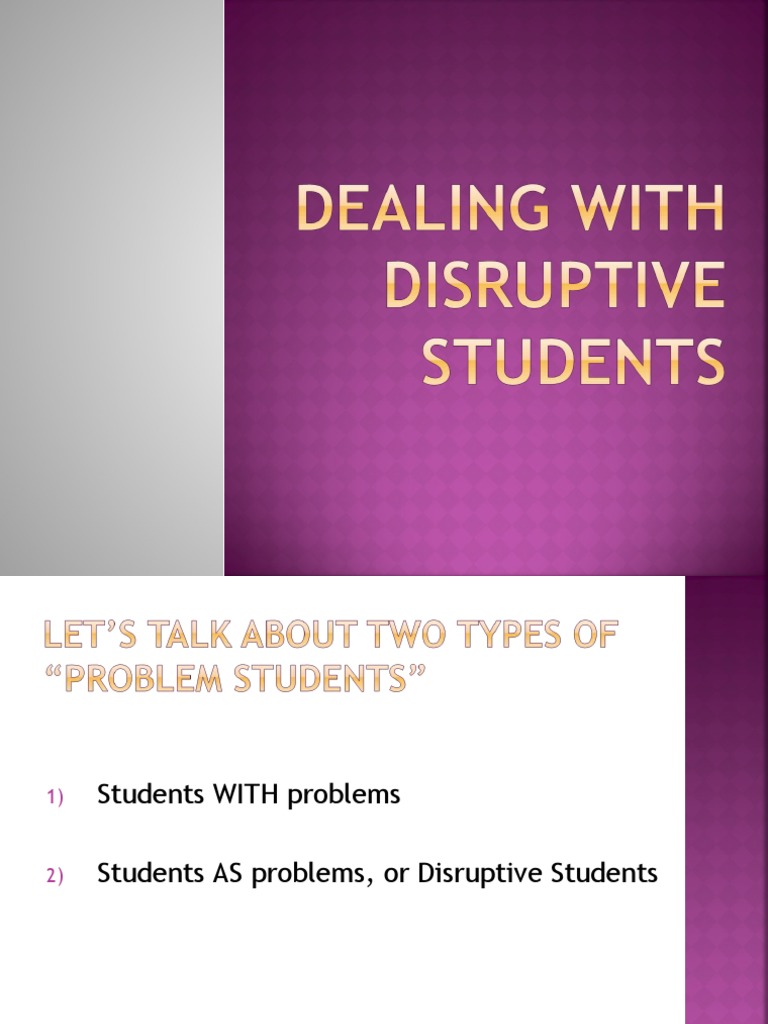 Dealing With Disruptive Learners | PDF | Classroom | Teachers