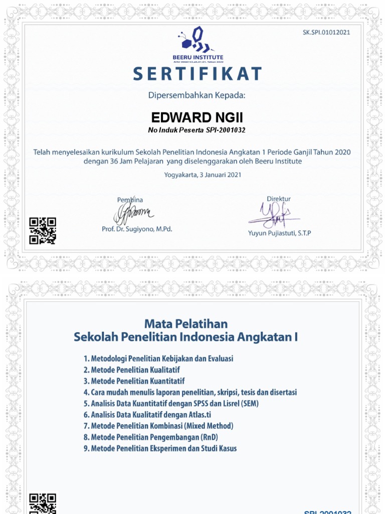 Sertifikat SPI-EDWARD NGII | PDF