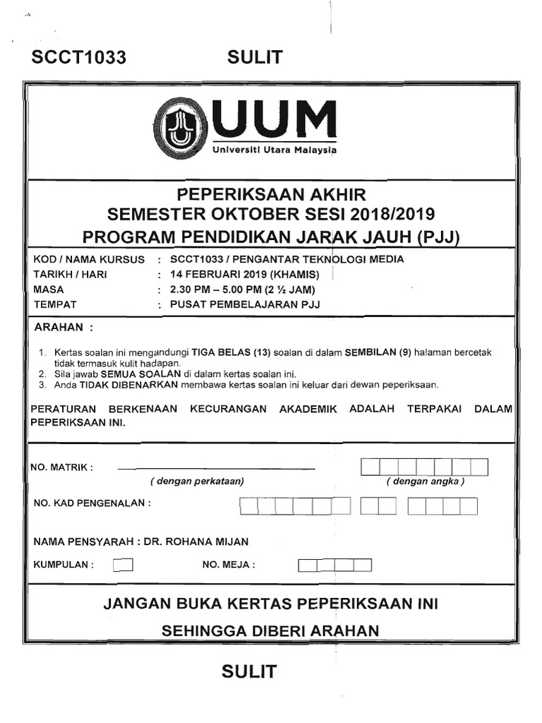 SCCT1033 10 2018 2019 | PDF