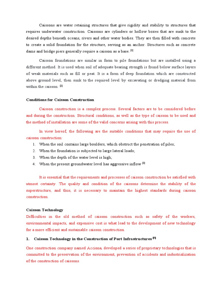 Conditions For Caisson Construction | PDF | Deep Foundation | Structural Engineering