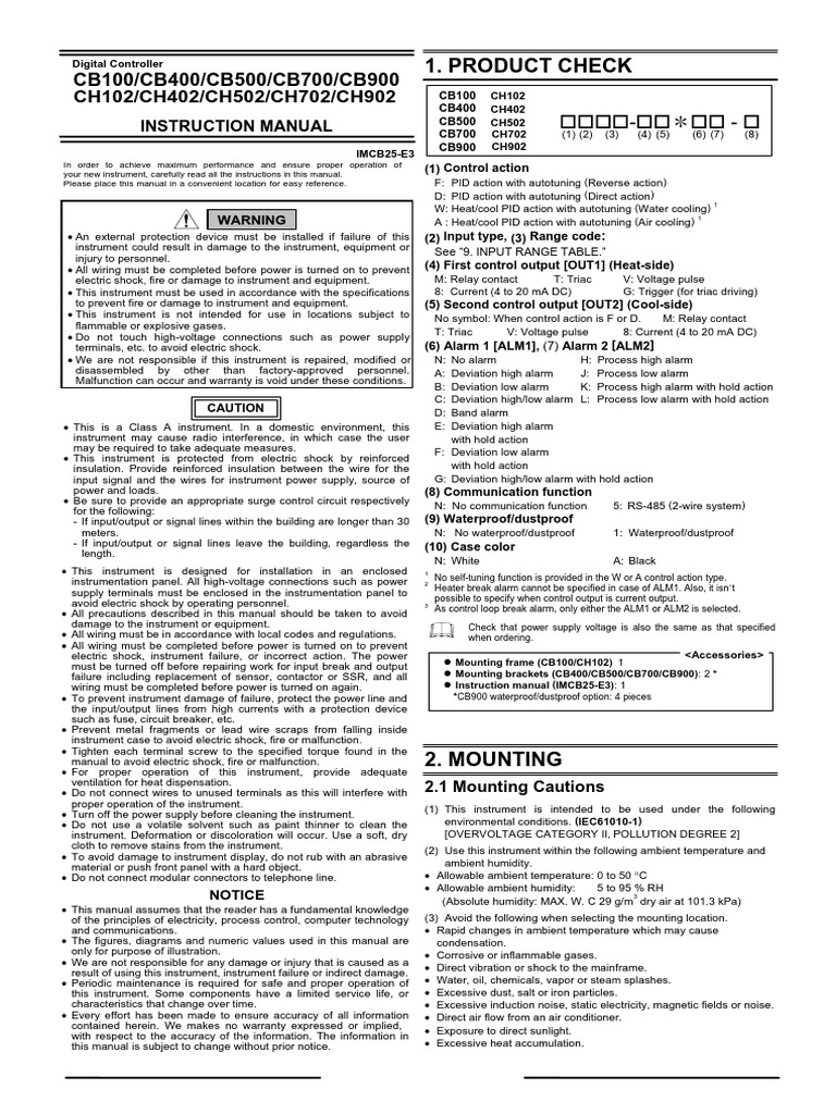 CH 102 Instructions | PDF