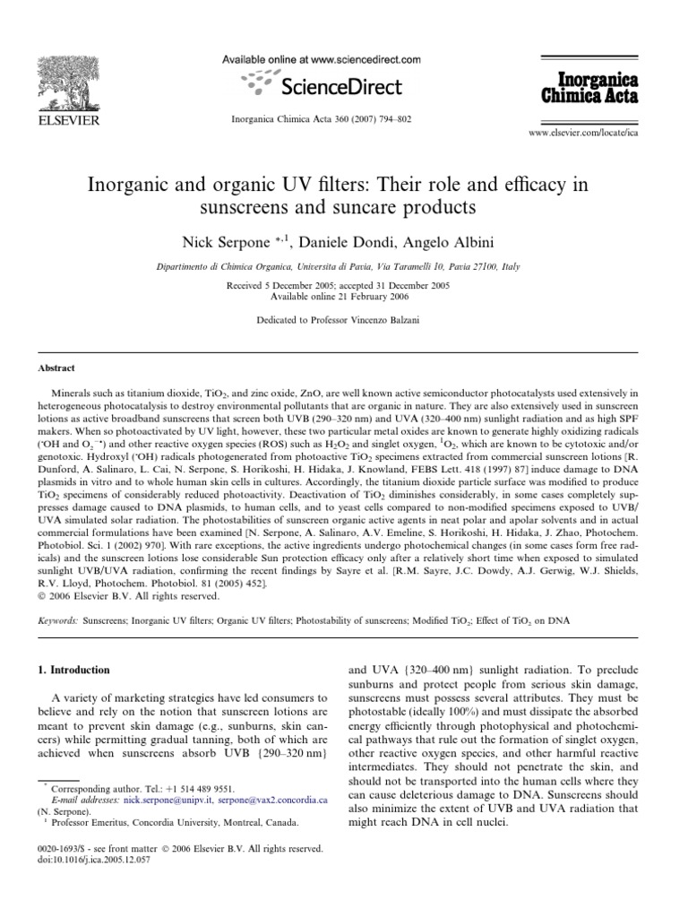 14 - Inorganic and Organic Uv Filters Their Role and Efficacy in 2007 ...
