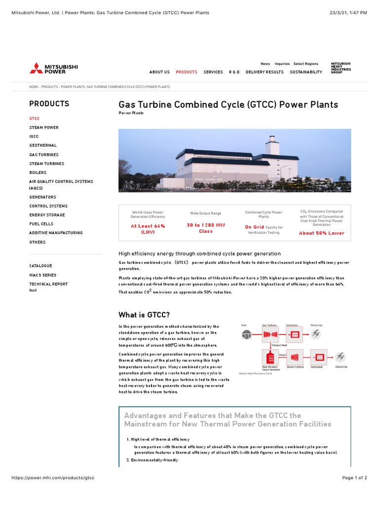 Mitsubishi Power, Ltd. - Power Plants: Gas Turbine Combined Cycle (GTCC) Power Plants | Download ...