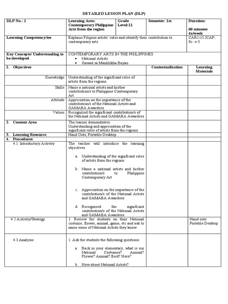 Detailed Lesson Plan DLP | PDF | Philippines | Lesson Plan