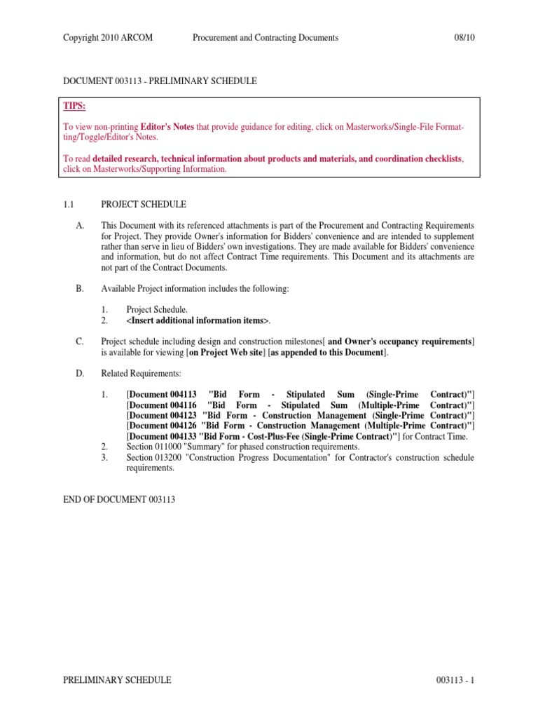 Tips:: "Bid Form - Stipulated Sum (Single-Prime Contract) ") "Bid Form ...