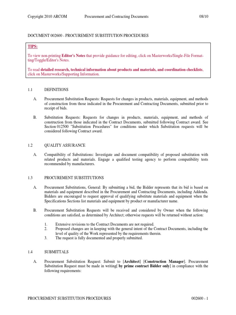 FL - Procurement Substitution Procedures | Download Free PDF | Specification (Technical Standard ...
