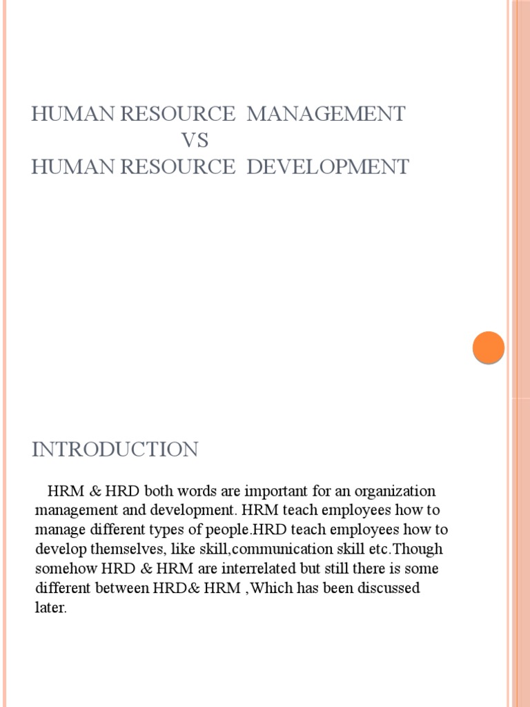 Human Resource Management VS Human Resource Development | PDF | Human ...