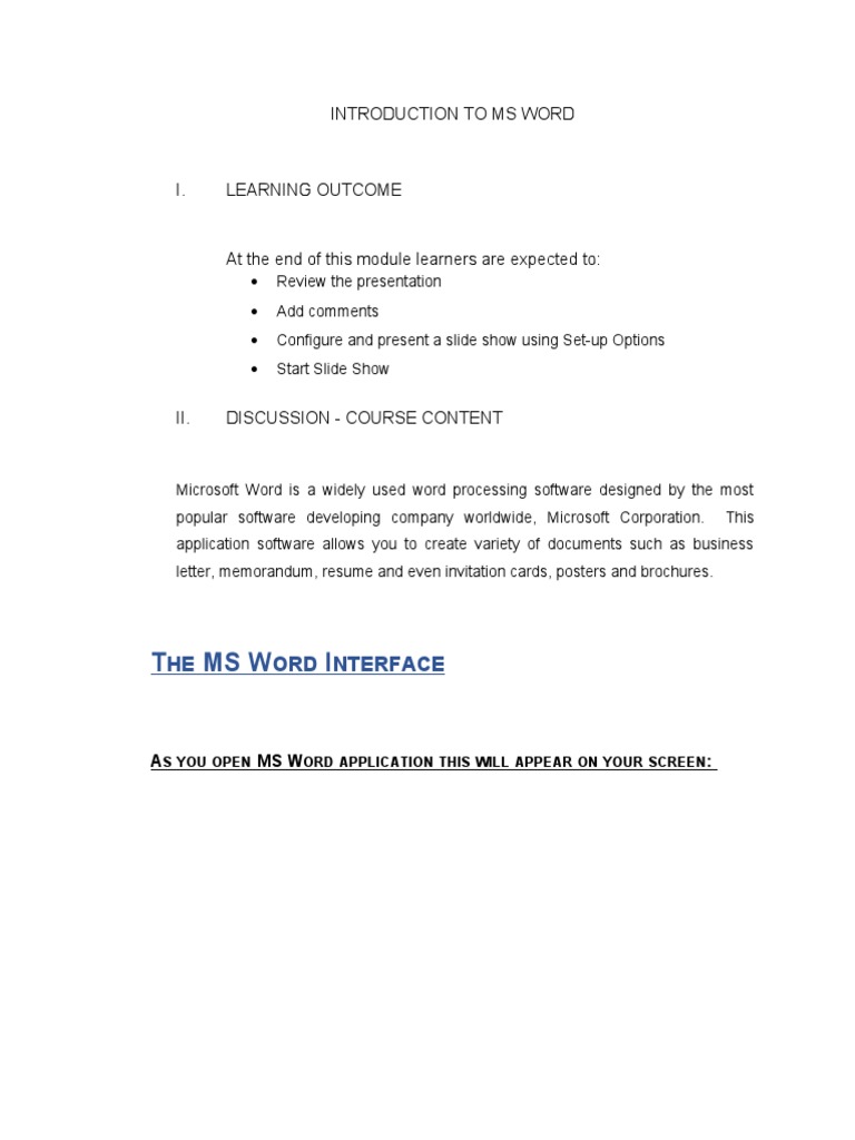 Introduction To MS Word | PDF | Microsoft Word | Window (Computing)
