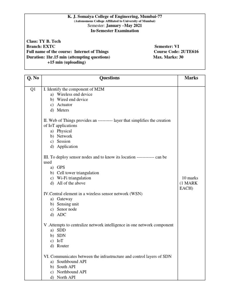 Template of Question Paper Without Co - For Students | PDF | Internet ...