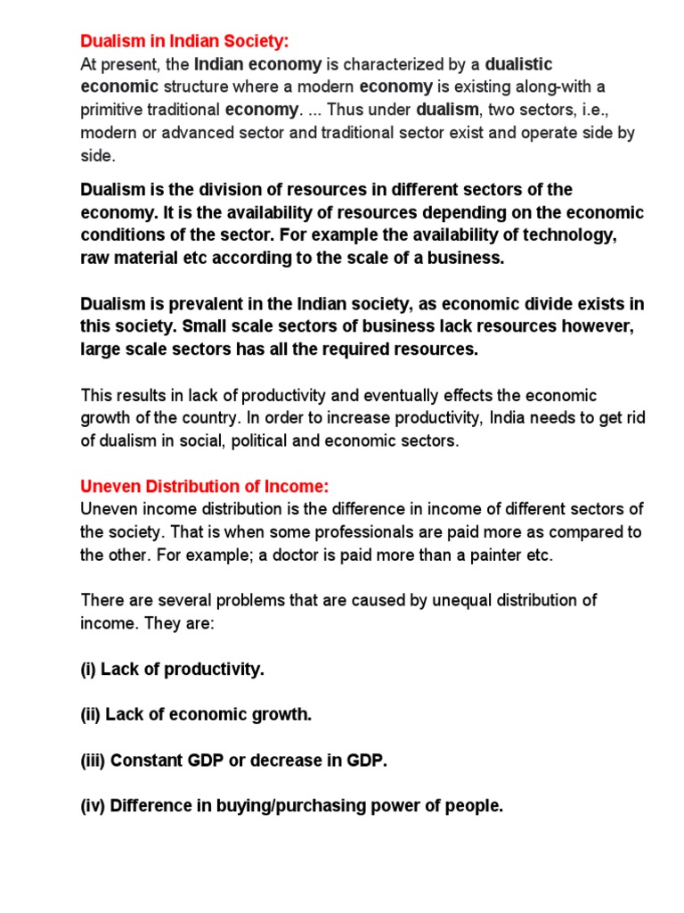 Dualism in Indian Society | PDF