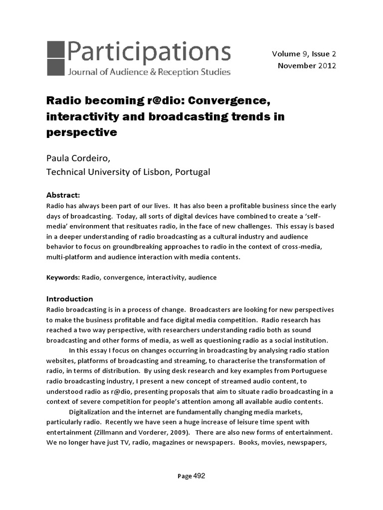 Radio Becoming R@dio: Convergence, Interactivity and Broadcasting ...