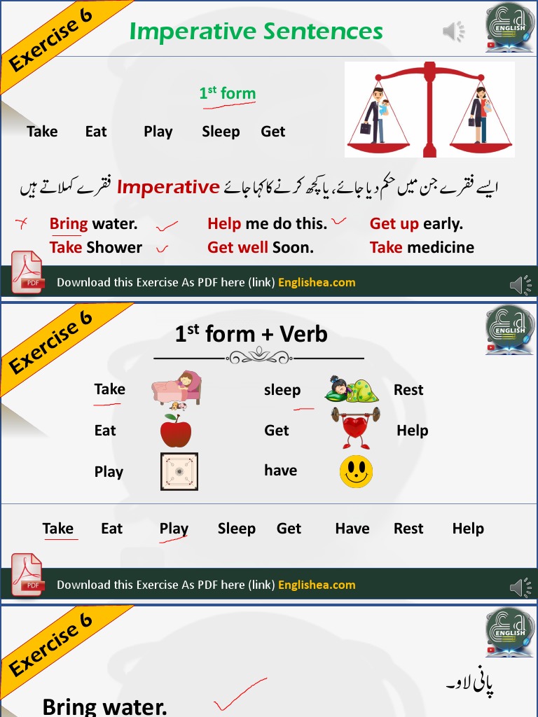 Imperative Sentences and Optative Lines English Practice Example ...