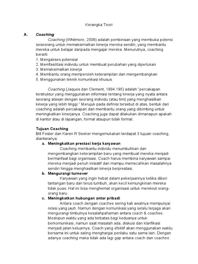 Kerangka Teori Coaching | PDF
